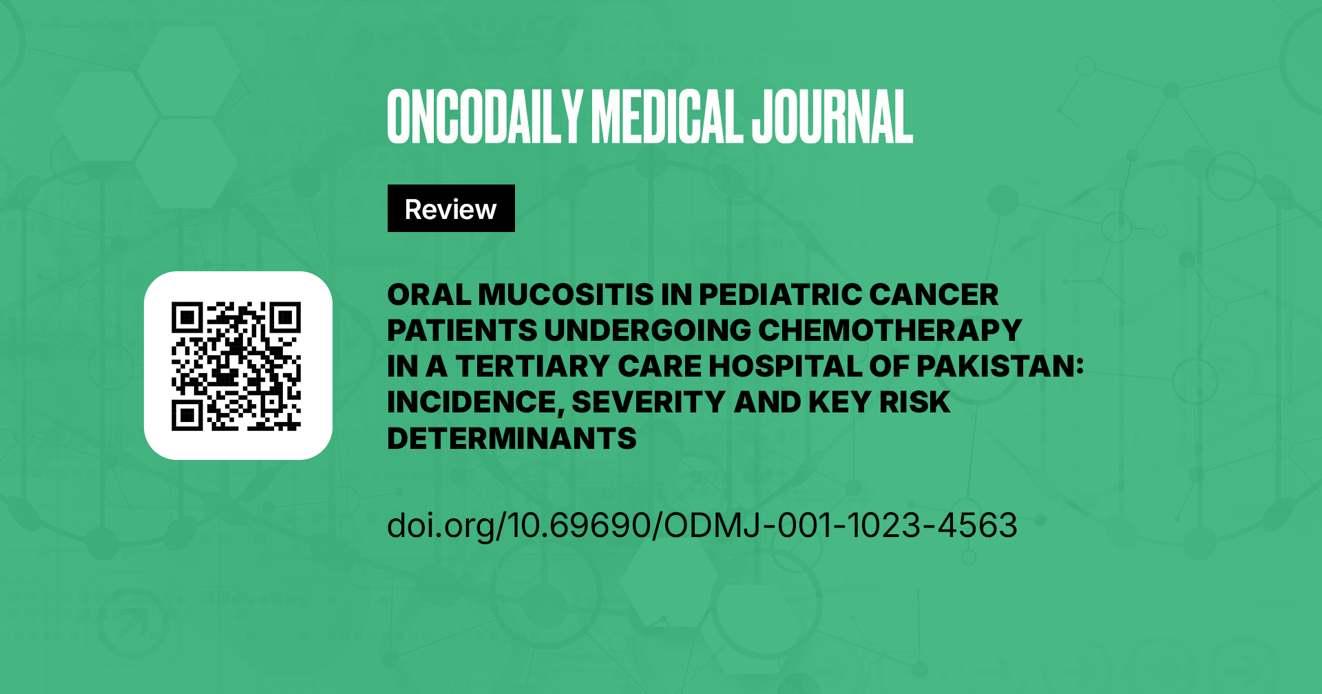 Oral Mucositis in Pediatric Cancer Patients undergoing Chemotherapy in ...